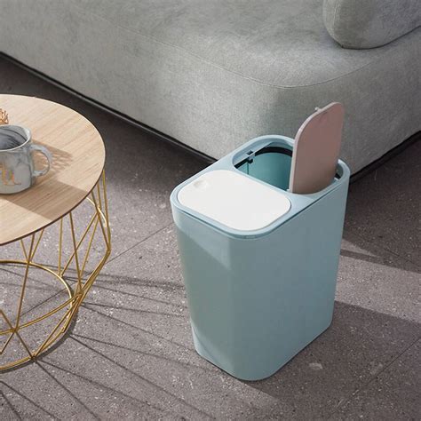 Trash Can Rectangle Plastic Push Button Dual Compa Grandado