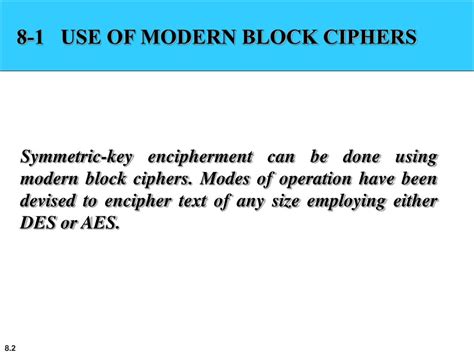 Ppt Chapter 8 Encipherment Using Modern Symmetric Key Ciphers