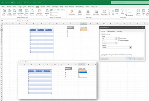Using Unique As Source For Data Validation R Excelscreenshots