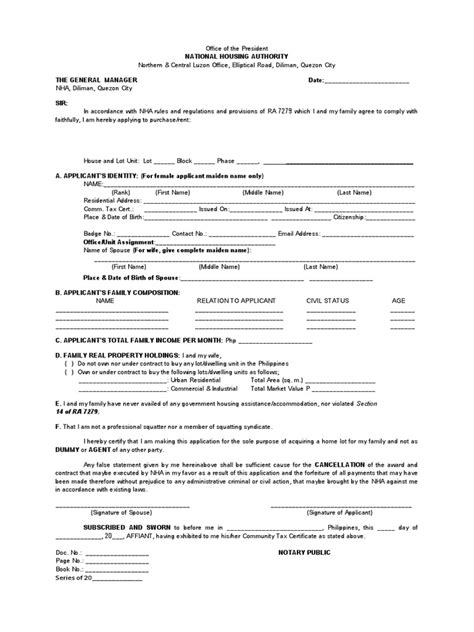 Nha Form And Requirements Pdf Notary Public Government Information