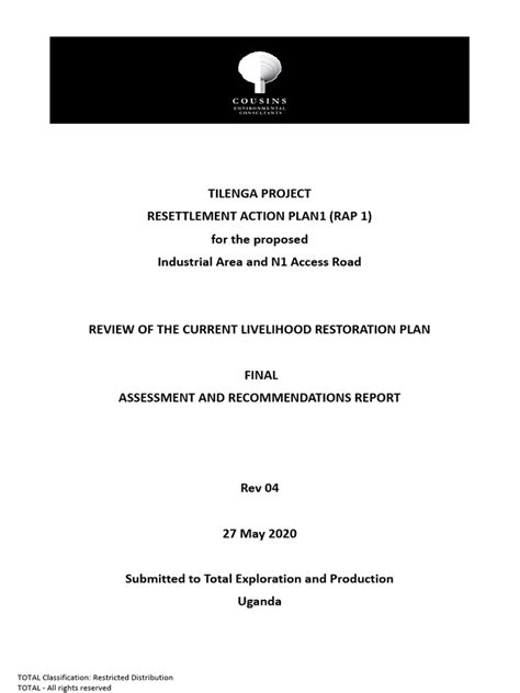 Tilenga Rap1 Review Current Livelihood Restoration Plan Pdf International Finance