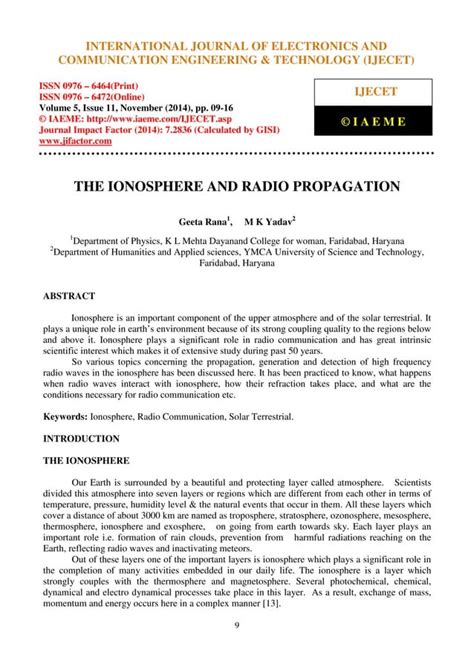 The Ionosphere And Radio Propagation Pdf