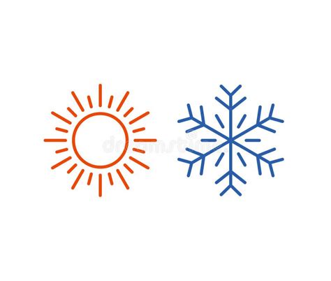 Icono Caliente Y Frío Sun Símbolo Del Copo De Nieve Stock De