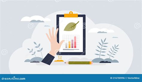 Sustainability Reporting And Green Business Esg Chart Tiny Person Concept Stock Vector