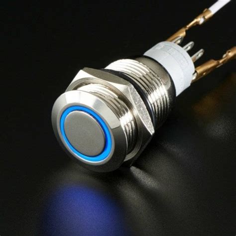 Jual Stainless Push Button Self Locking Switch Led Saklar Mm Biru Push On Biru Jakarta