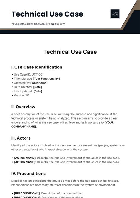 Free Technical Use Case Template Edit Online And Download
