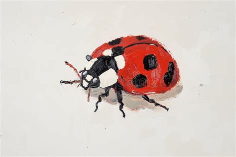 A Digital Illustration Of A Ladybug Sitting Still With Bright Red Wings And Black Spots Stock