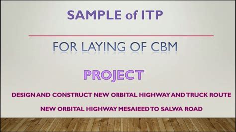 General Information About Itp Inspection And Testing Plan Youtube