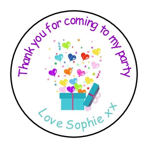 Personalised Birthday Stickers Labels Thank You For Coming To My Party