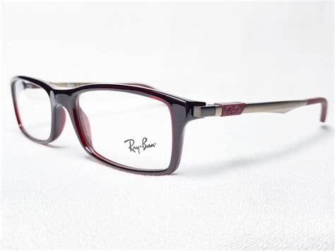 New Ray Ban Rb7017 5552 Mens Burgundy Rectangle Designer Eyeglasses