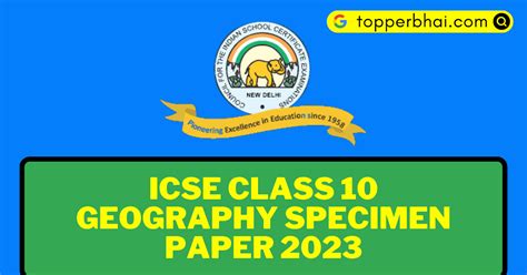 Geography Icse Class 10 Specimen Paper 2023 At Virginia Ertel Blog