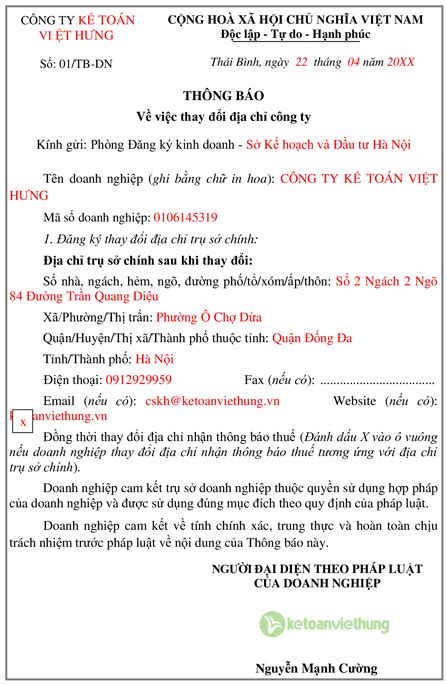 Thủ Tục Thay đổi địa điểm Kinh Doanh Với Cơ Quan Thuế