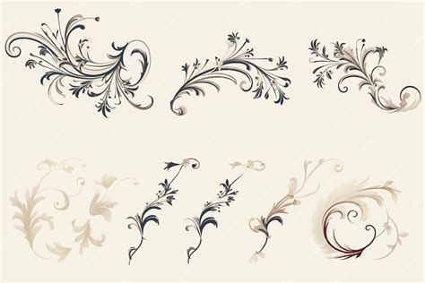 Premium Vector Vignette Damask Scroll Curl Swirl Tattoo Header Calligraphic Corner Ornamental