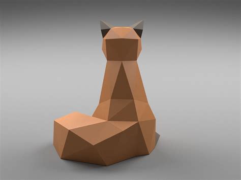 3d Model Fox Polygonal Papercraft Decoration Vr Ar Low Poly Cgtrader
