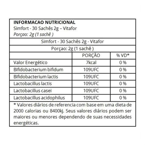 Simfort Probiotico Em Pó 30 Sachês Da Vitafor Whey Store Suplementos