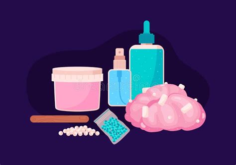 Ingredients For Slime Making Flat Vector Illustration Isolated On