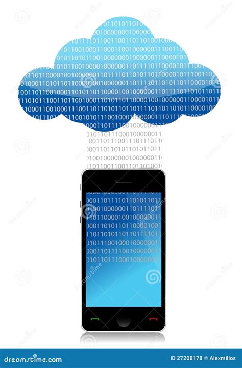 Mobile Cloud Computing Binary Transfer Stock Illustration