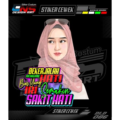 Jual Stiker Cewek Hijab Jumbo 1meter Sticker Decal Mobil Motor Sticker