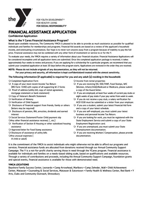 Financial Assistance Application Form Printable Pdf Download