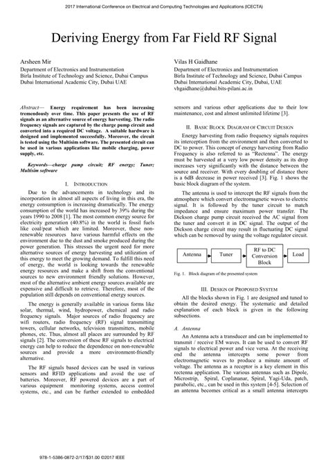 Pdf Deriving Energy From Far Field Rf Signal