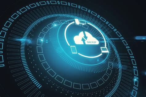 Premium Photo Abstract Glowing Cloud Hologram On Blurry Dark Backdrop Cloud Computing Big Data