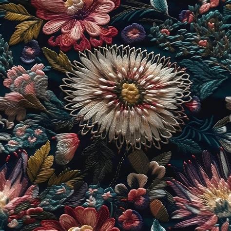 Seamless Embroidery Floral Abstract Fantasy Luxury Fabric Pattern