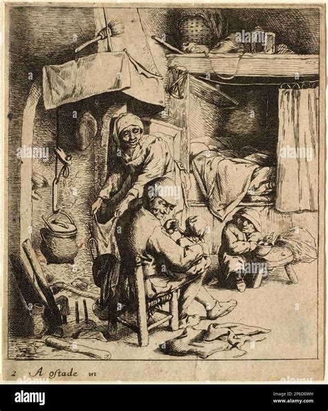 After Adriaen Van Ostade The Pater Familias 16301900 Etching On