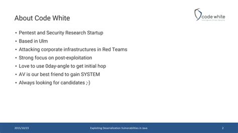 Exploiting Deserialization Vulnerabilities In Java Ppt