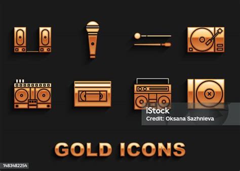 Vhs 비디오 카세트 테이프 비닐 디스크 Cd 또는 Dvd 홈 스테레오 2 스피커 음악 재생 및 믹싱을위한 Dj 리모컨 드럼 스틱 스테레오 및 마이크 아이콘이있는 비닐