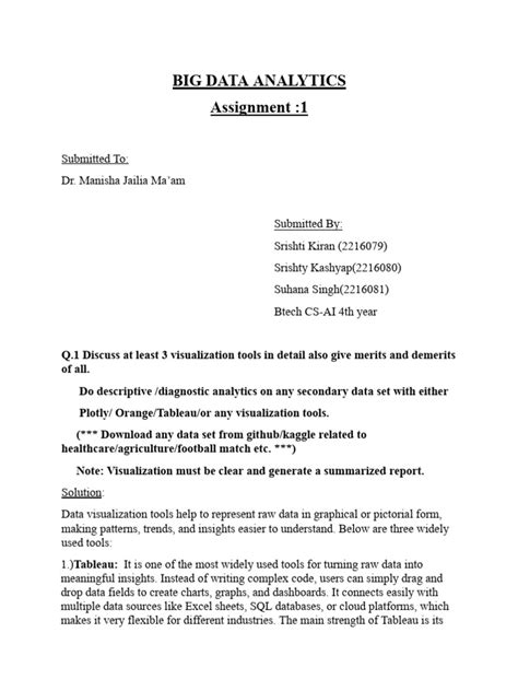 Big Data Analytics Assignment 1 Pdf Statistics Statistical