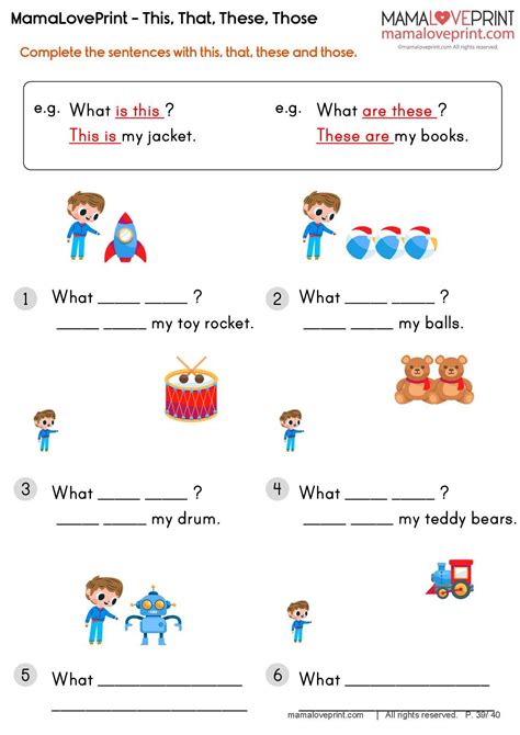 Mamaloveprint Grade 1 English Worksheets Demonstrative Pronouns