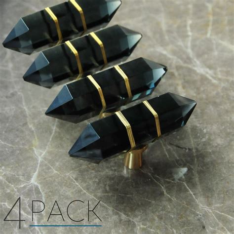 4 Pack Hexagonal Crystal Knobs Wire Wrapped Glass Brass Drawer Pull Cabinet Handle Gold