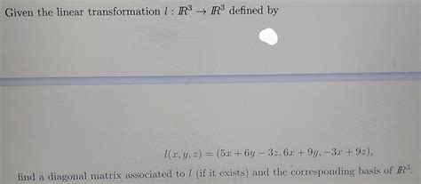 solved given the linear transformation l r3→r3 defined by
