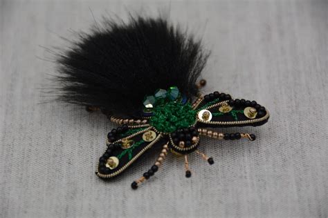 Pross Roheline Putukas 65x60mm Prossid Käsitööna Rinnaehe