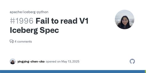 Fail To Read V1 Iceberg Spec · Issue 1996 · Apacheiceberg Python · Github