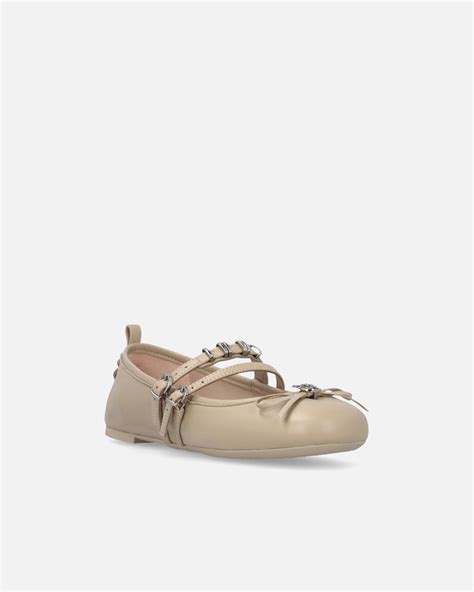 Pinko Nappa Leather Ballet Flats With Straps And Bow In Multicolor
