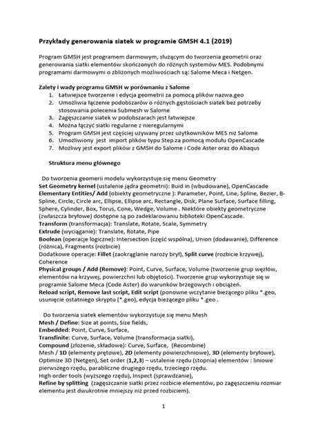 Przyklady Gmsh 2019 Pdf
