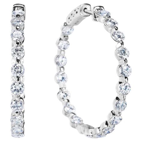 9 Carat Round Brilliant Diamond Hoop Earrings Certified For Sale At 1stdibs