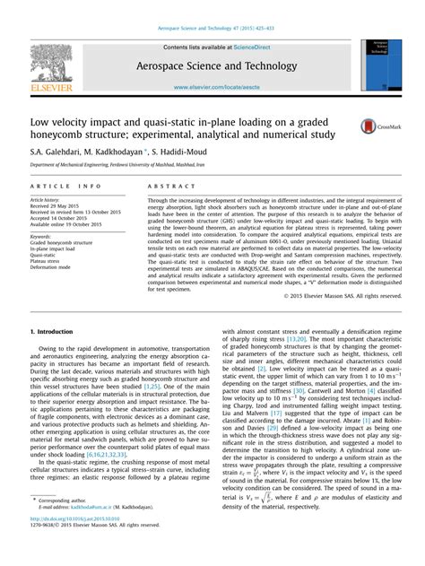 Pdf Low Velocity Impact And Quasi Static In Plane Loading On A Graded