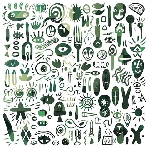 Subulate Flat Vector Linear Set Illustration High Quality Premium Ai