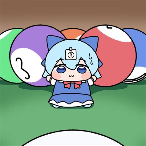 Y75zei Cirno Touhou 1girl Ball Billiard Ball Blue Bow Blue Dress