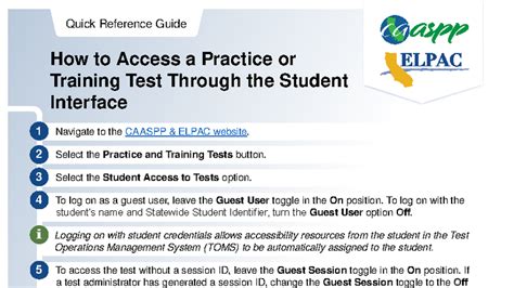 Caaspp Elpac Quick Guide Accessing Practice And Training Tests Studocu