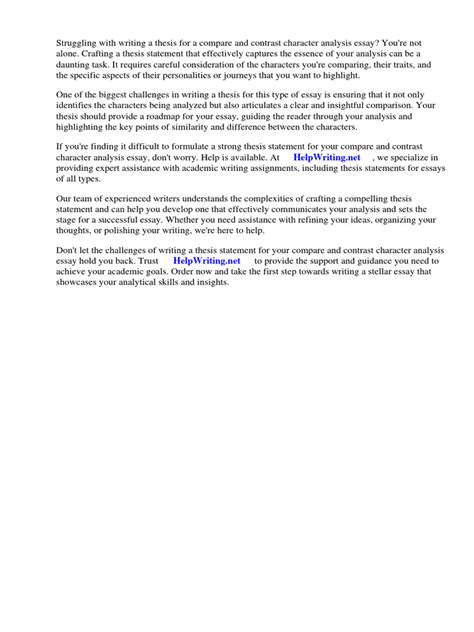 If You Are Trying To Write A Thesis For A Compare And Contrast Character Analysis Essay Pdf