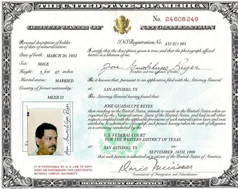 Free Certificate Of Citizenship Sample Template With Examples