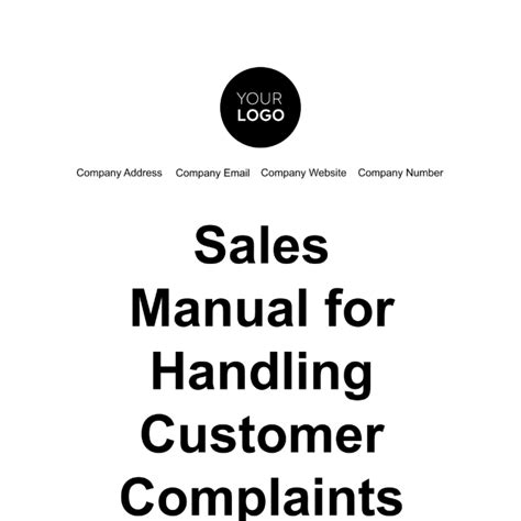 Sales Manual For Handling Customer Complaints Template Edit Online