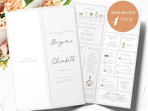 Tall Bifold Infographic Wedding Program Template Unique Church Wedding Ceremony Program
