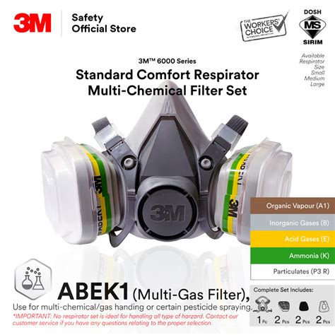 3m 6000 Series Set Half Facepiece Respirator Mask Cw Retainer