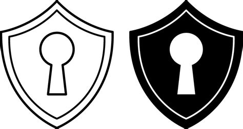 Shield Icons Black And White Illustrations Shield And Keyhole Data