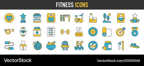 Fitness Icon Set Royalty Free Vector Image Vectorstock