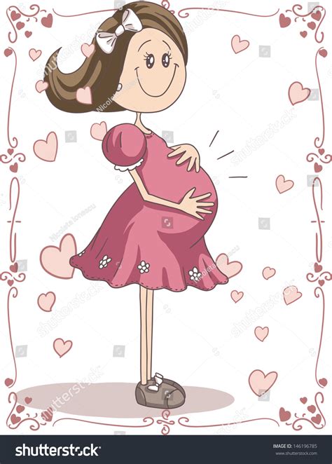 Pregnancy Cartoon Vector Handdrawn Cartoon Illustration Stock Vector
